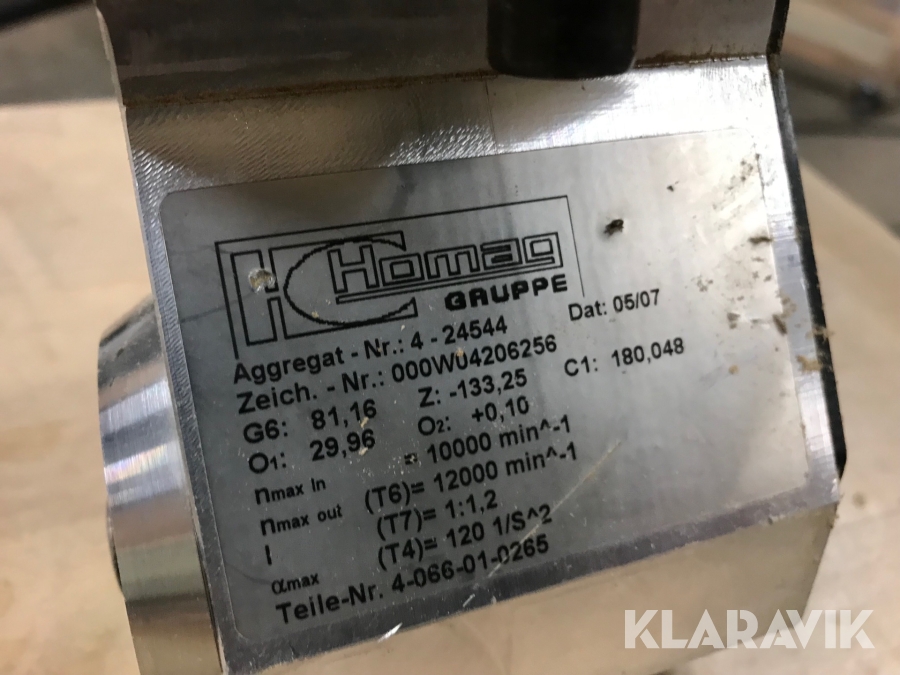 Aggregat Homag 4-24544, Holbæk, Klaravik auktioner