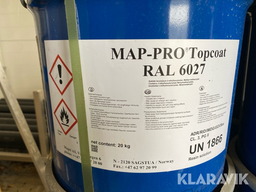 Topcoat Map-pro Ral 6027, Herning, Klaravik auktioner