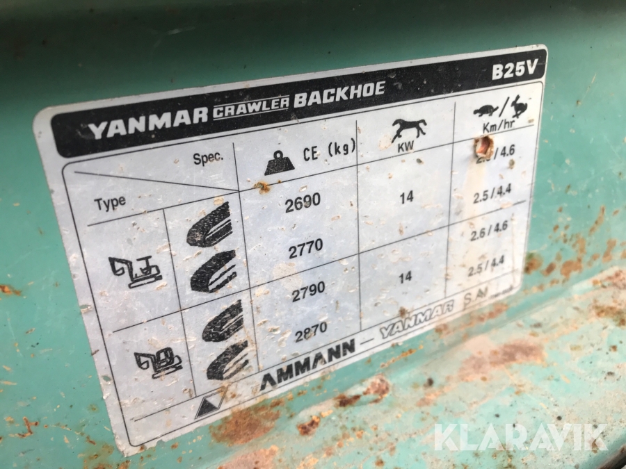 Gravemaskine Yanmar B25, Slagelse, Klaravik auktioner