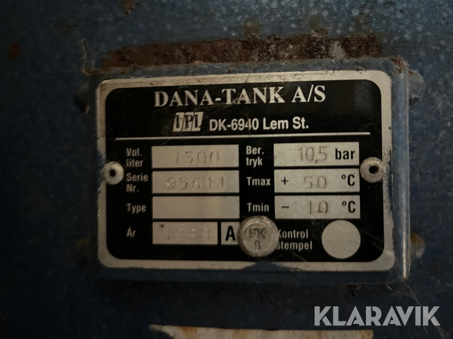 Kompressorer tank Dana-tank, Ringkøbing-Skjern, Klaravik auk