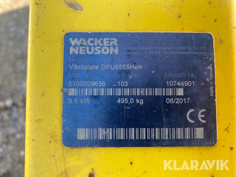 Pladevibrator Wacker Neuson Dpu 6555, Holbæk, Klaravik aukti