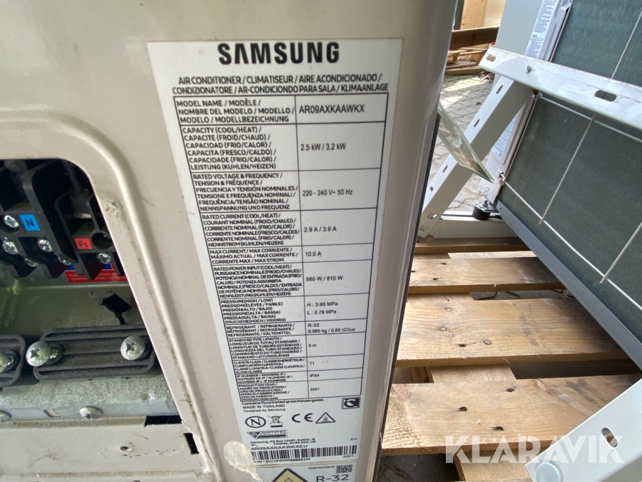 Varmepumpe Samsung AR09AXKAAWKX, Ringsted, Klaravik auktione