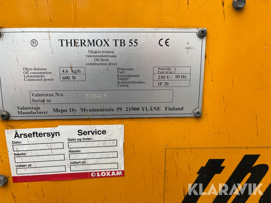 Varmekanon Thermox TB 55, Holbæk, Klaravik auktioner