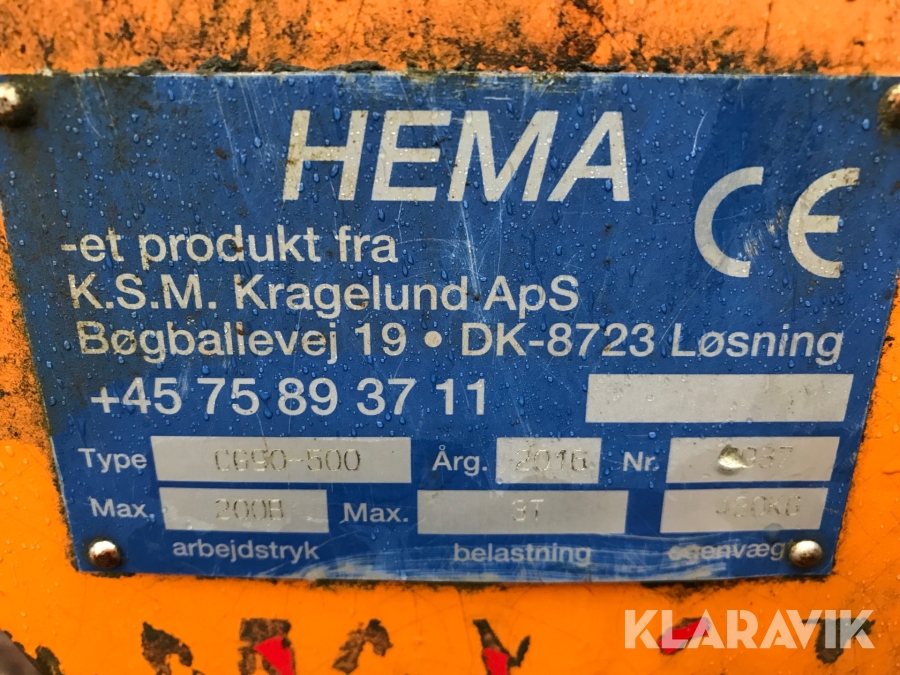 Grab Hema C690-500, Holbæk, Klaravik auktioner