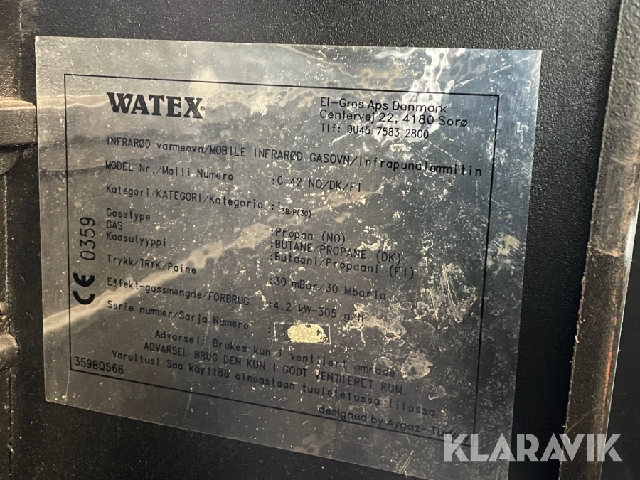 Gasvarmeovn Watex Watex, Glostrup, Klaravik auktioner