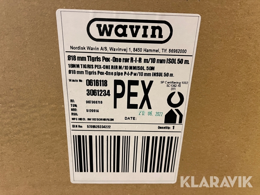 PEX rør-i-rør Wavin 10 mm ISOL, Rebild, Klaravik auktioner