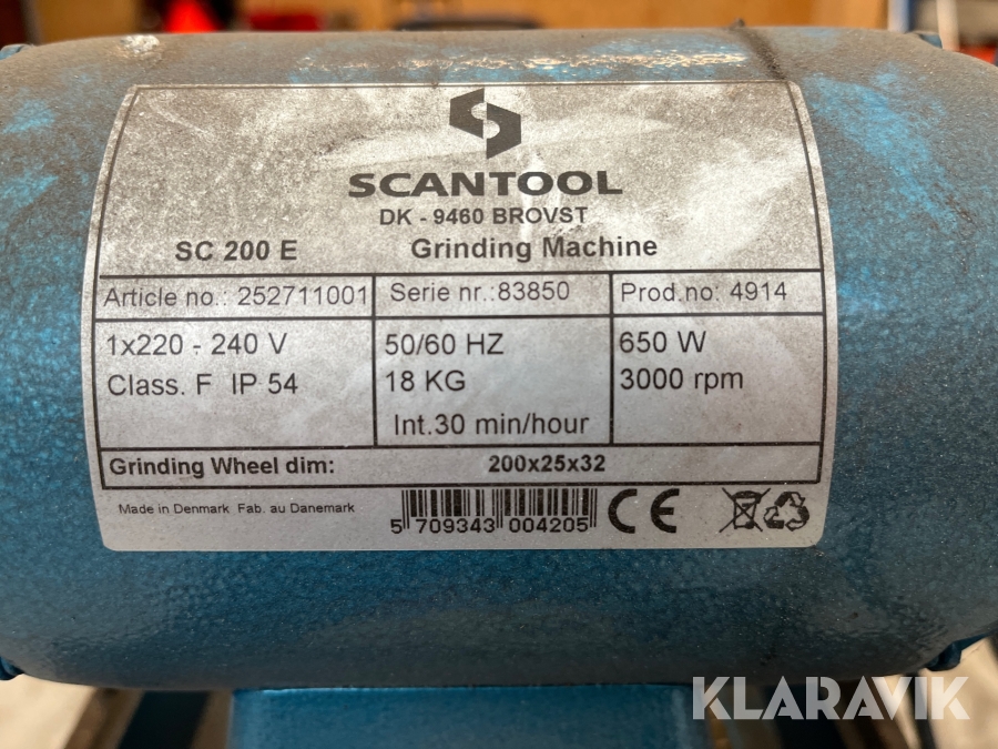 Bænksliber Scantool Sc 200 e, Holbæk, Klaravik auktioner