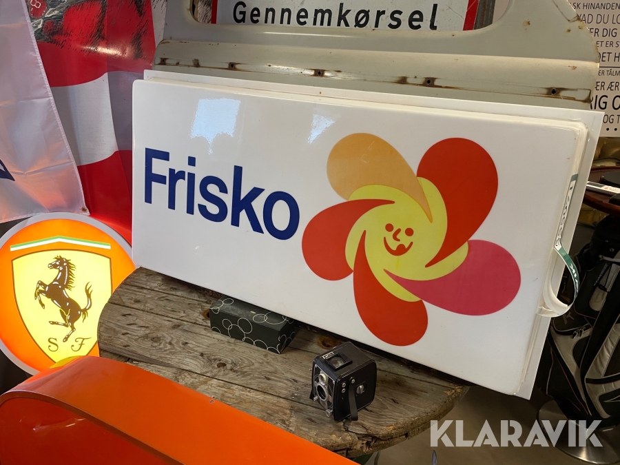 Retroskilt lysskilt Frisko, Ikast-Brande, Klaravik auktioner