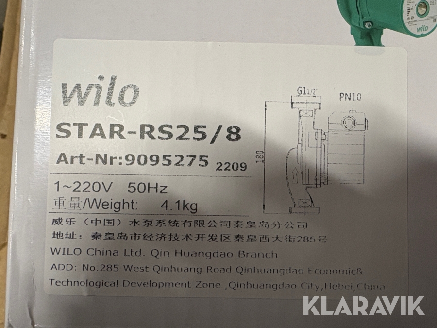 Cirkulationspumpe Wilo STAR-RS25/8, Varde, Klaravik auktione
