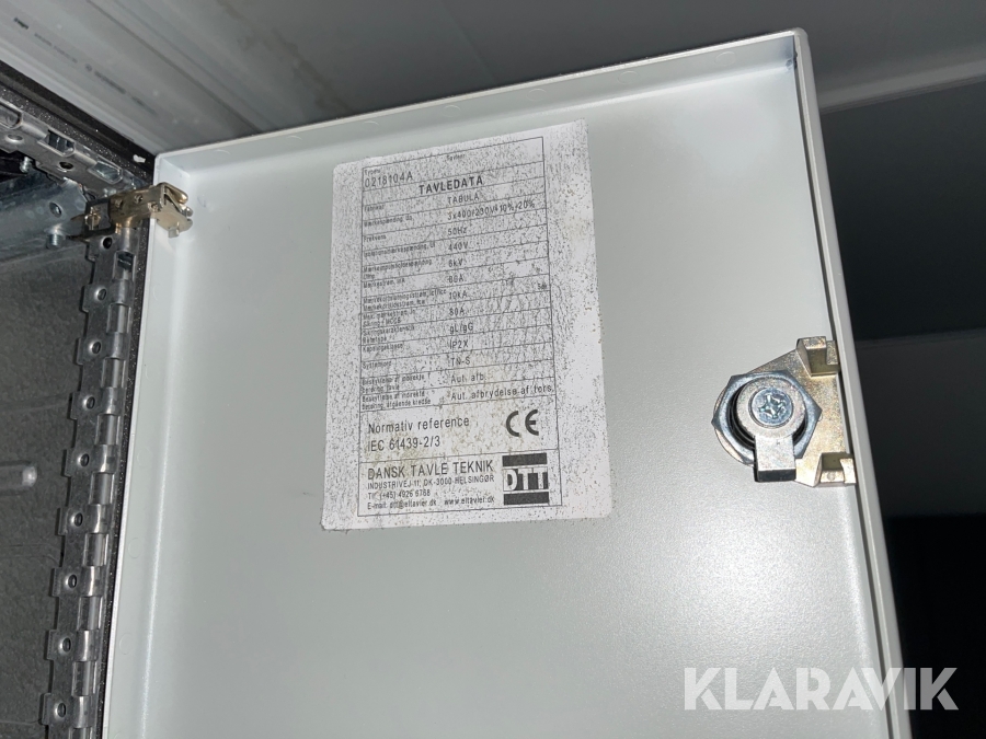 Eltavle Dansk tavle teknik A/S, Gribskov, Klaravik auktioner