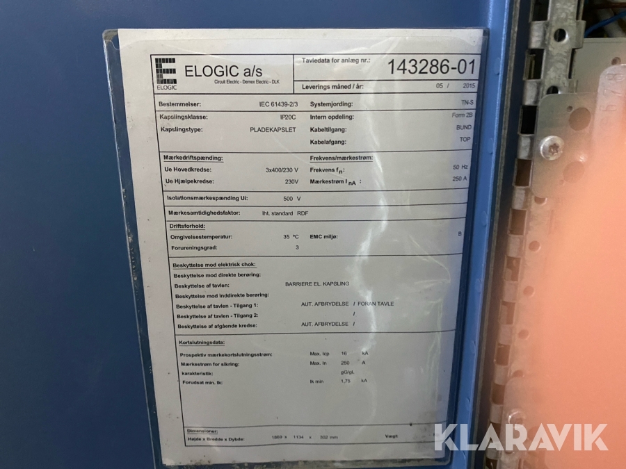 Eltavle ELOGIC, Aabenraa, Klaravik auktioner