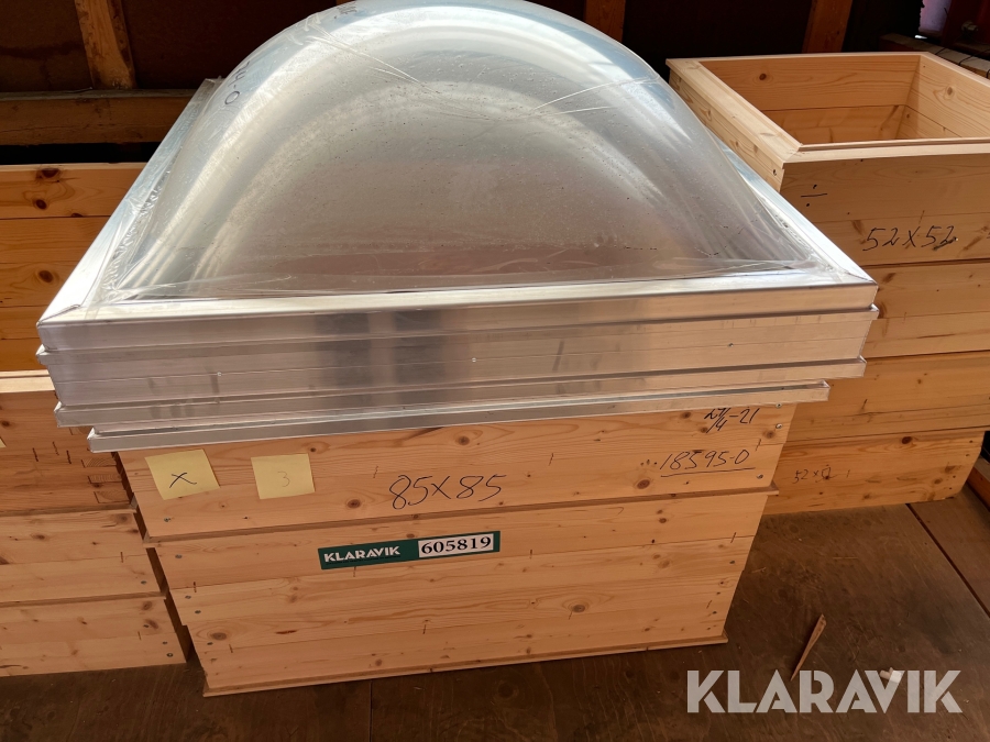 Loftlys Kupler 3 stk indfatninger 94x94cm 2 stk kuppel, Rødo