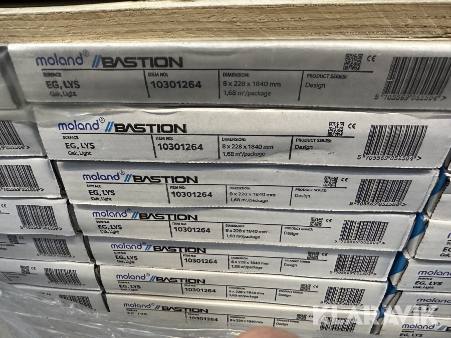 Vinylgulv 8mm. 73,92 m2 Bastion Eg lys, Skive, Klaravik aukt