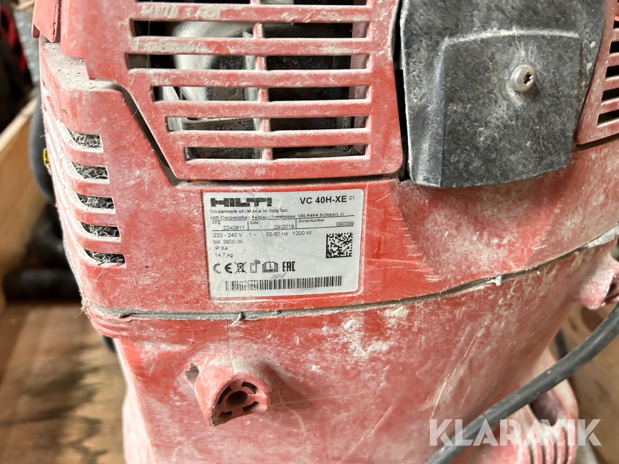 Industristøvsuger Hilti Vc 40h-xe, Ringsted, Klaravik auktio