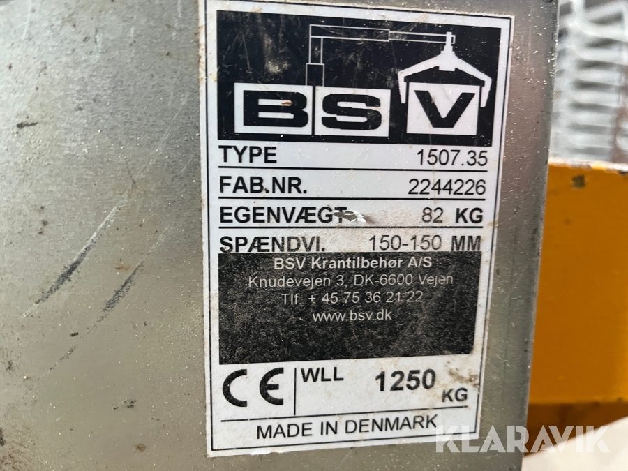 Tang til autoværn BSV 1507 35, Aalborg, Klaravik auktioner