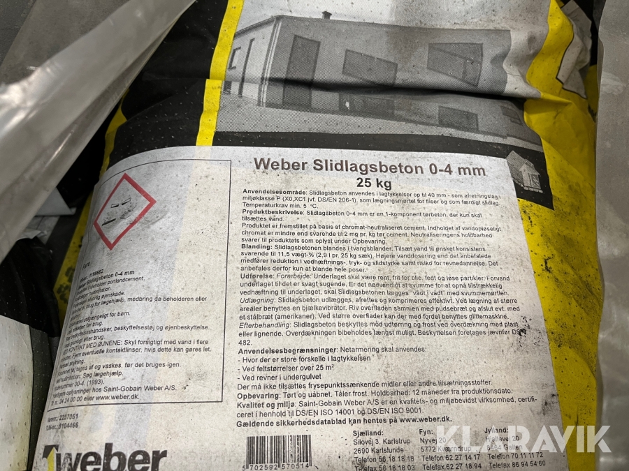 Slidlagsbeton Weber 42 poser, Viborg, Klaravik auktioner