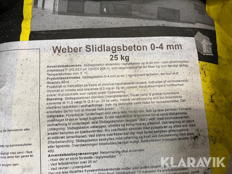 Slidlagsbeton Weber 42 poser, Viborg, Klaravik auktioner