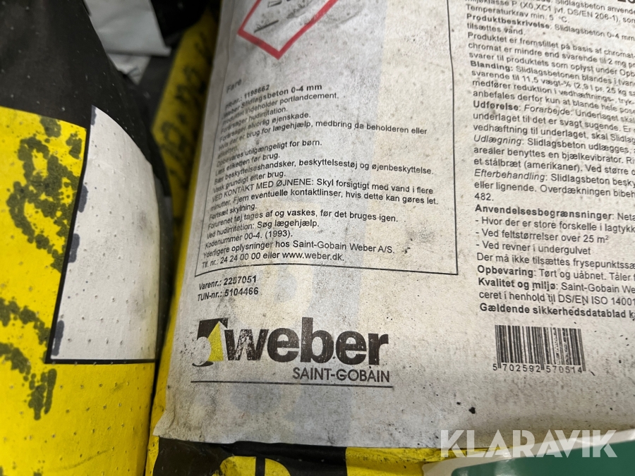 Slidlagsbeton Weber 42 poser, Viborg, Klaravik auktioner