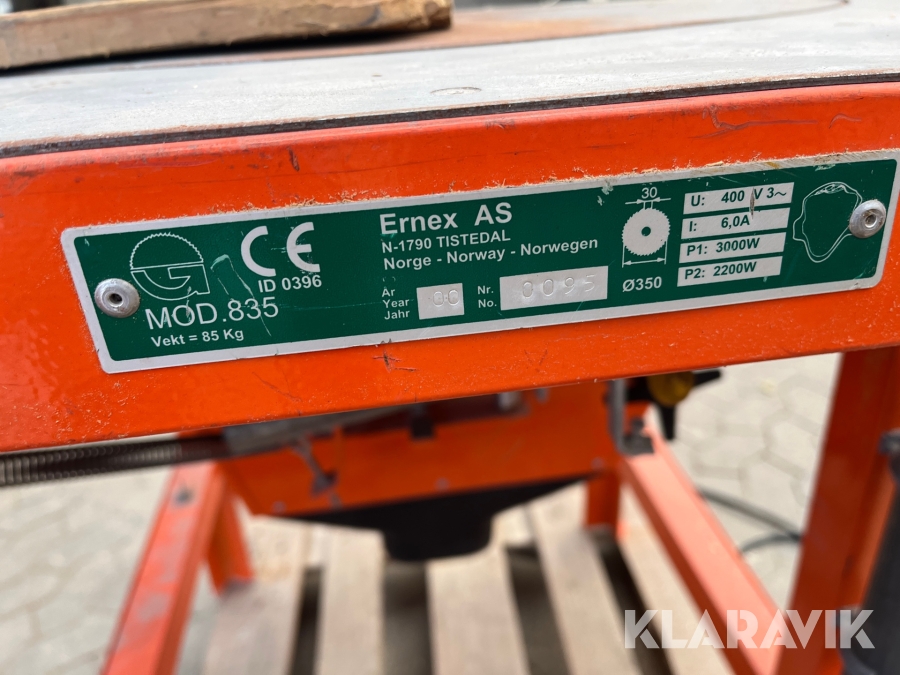 Bord rundsav Ernex Perfekt 835, Holbæk, Klaravik auktioner