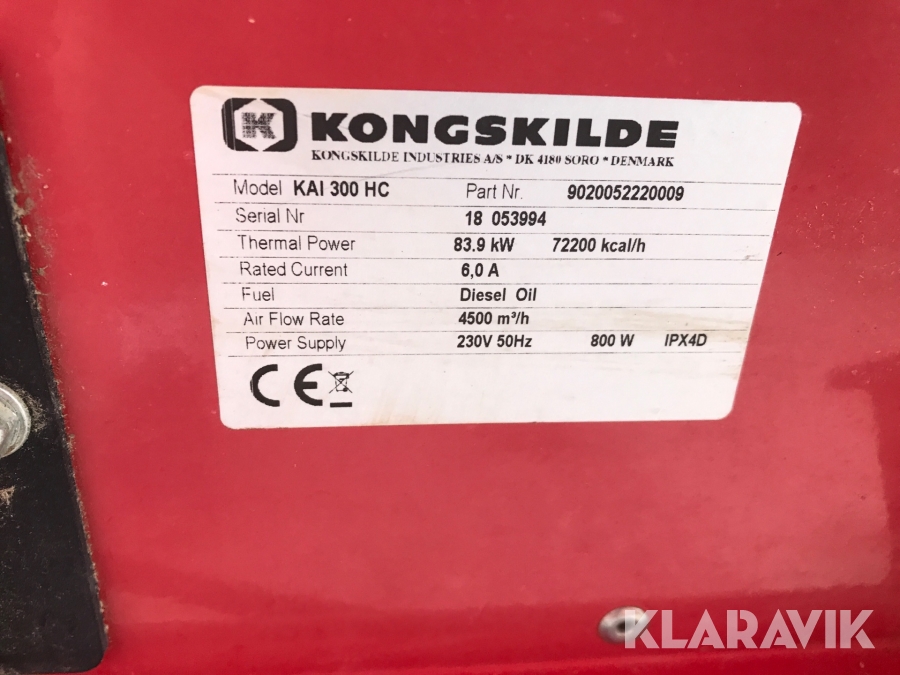 Varmekanon Kongskilde Kai 300 HC, Holbæk, Klaravik auktioner