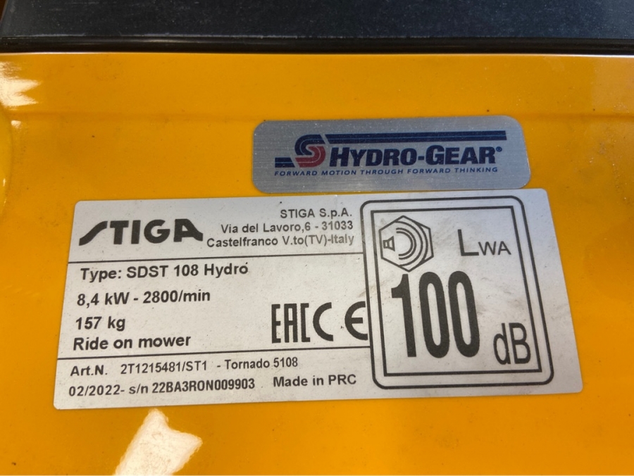 Stiga SDST 108 Hydro, Ringkøbing-Skjern, Klaravik auktioner