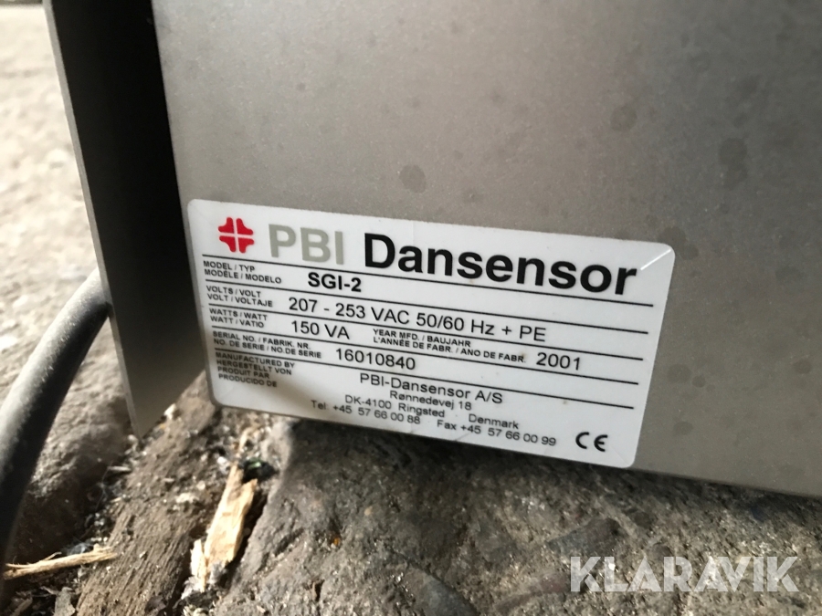 Oxygen indikator PBI Dansensor SGI-2, Holbæk, Klaravik aukti