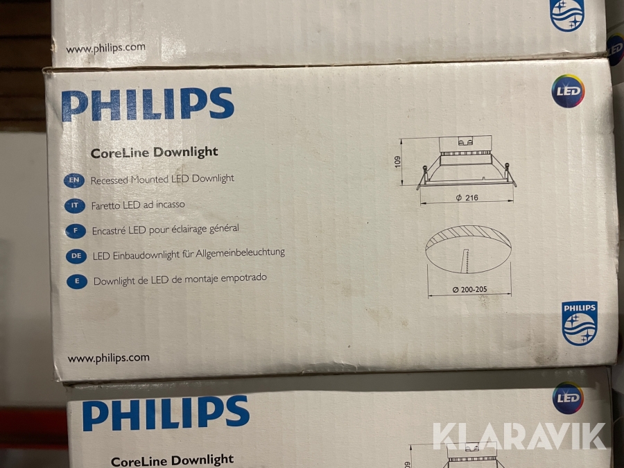 12 stk Philips LED lamper Philips Coreline Downlight, Haders