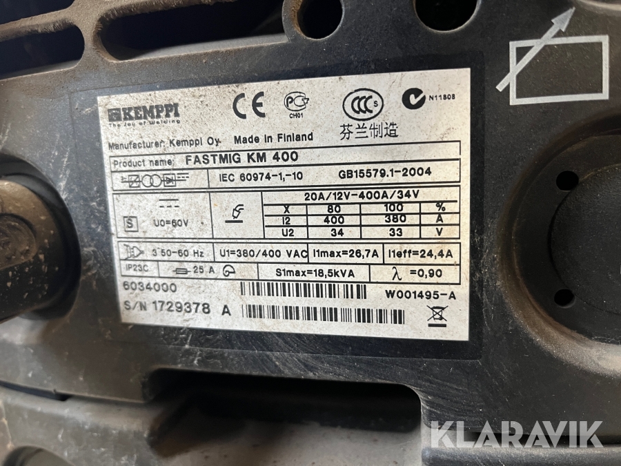 Svejsemaskiner KEMPI FastMig KM400, Brønderslev, Klaravik au