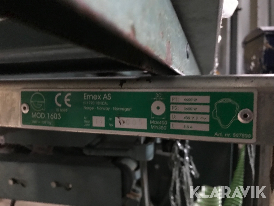 Bygningssav Ernex 1603, Holbæk, Klaravik auktioner