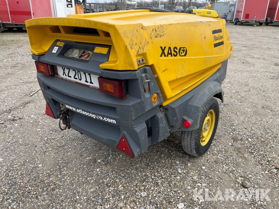 Kompressor Atlas Copco XAS 67 Kd, Holbæk, Klaravik auktioner