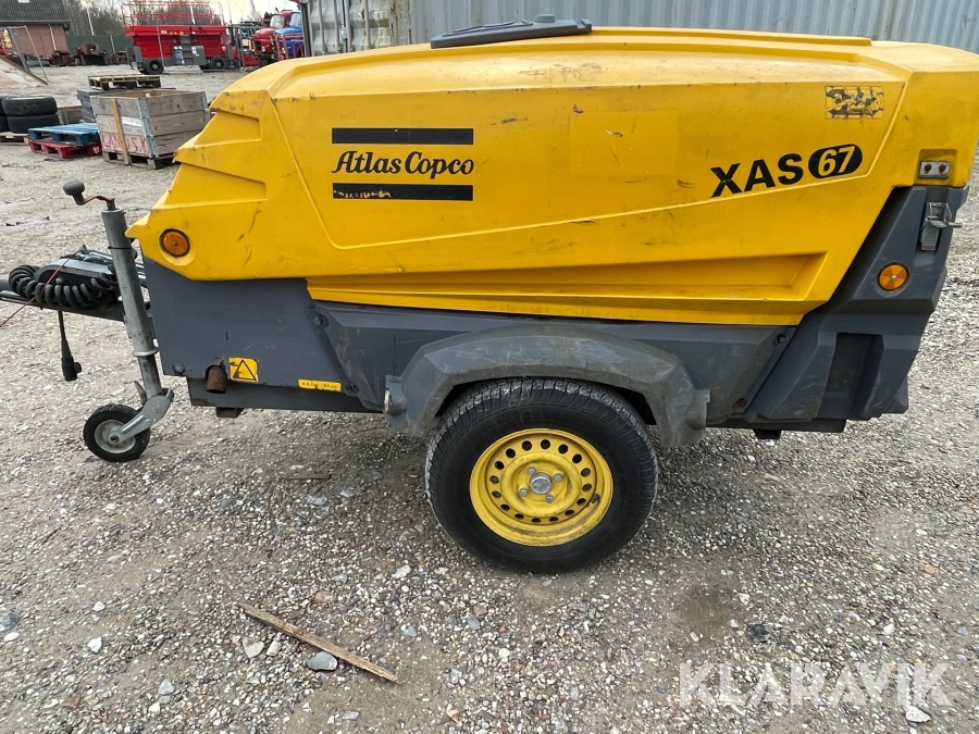 Kompressor Atlas Copco XAS 67 Kd, Holbæk, Klaravik auktioner