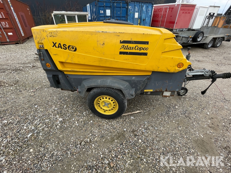 Kompressor Atlas Copco XAS 67 Kd, Holbæk, Klaravik auktioner