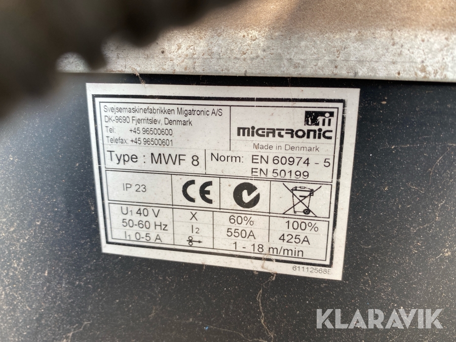 Svejsemaskiner MigaTronic MIG 445, Sønderborg, Klaravik aukt