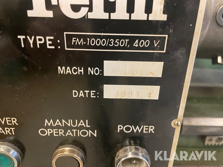 Drejebænk FERM FM-1000/350T, 400V, Norddjurs, Klaravik aukti