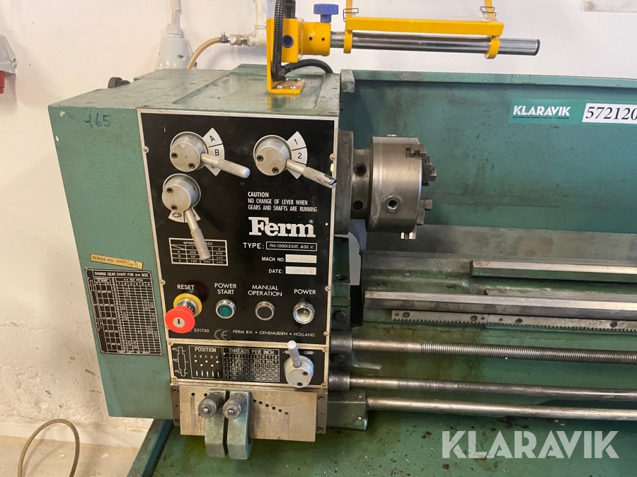 Drejebænk FERM FM-1000/350T, 400V, Norddjurs, Klaravik aukti