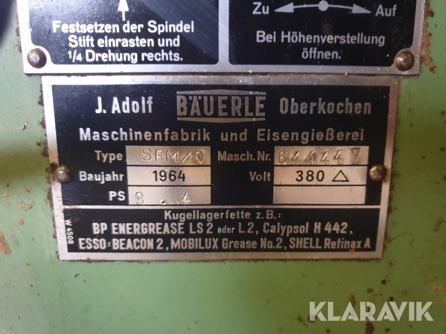 Tapslæde Fræser BAUERLE SFM/0, Nordfyns, Klaravik auktioner