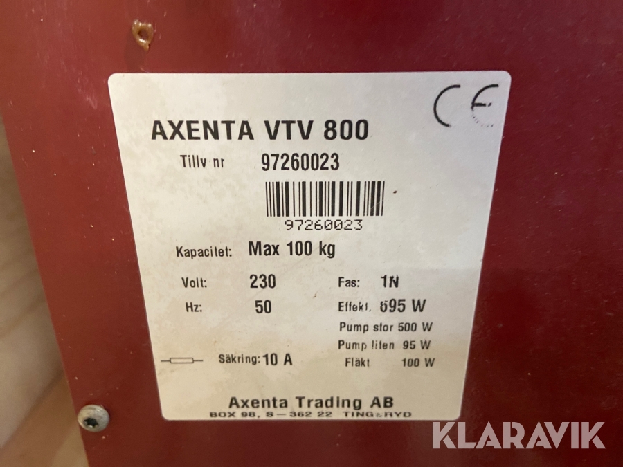 Rensekar Axenta 800, Fredericia, Klaravik auktioner