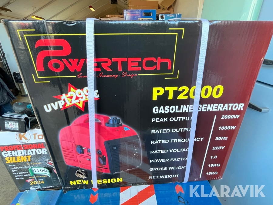 Generator Powertech PT2000, Køge, Klaravik auktioner