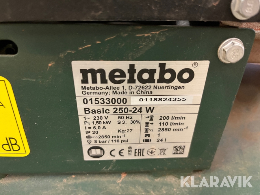 Kompressor Metabo Basic 250-24W, Rebild, Klaravik auktioner