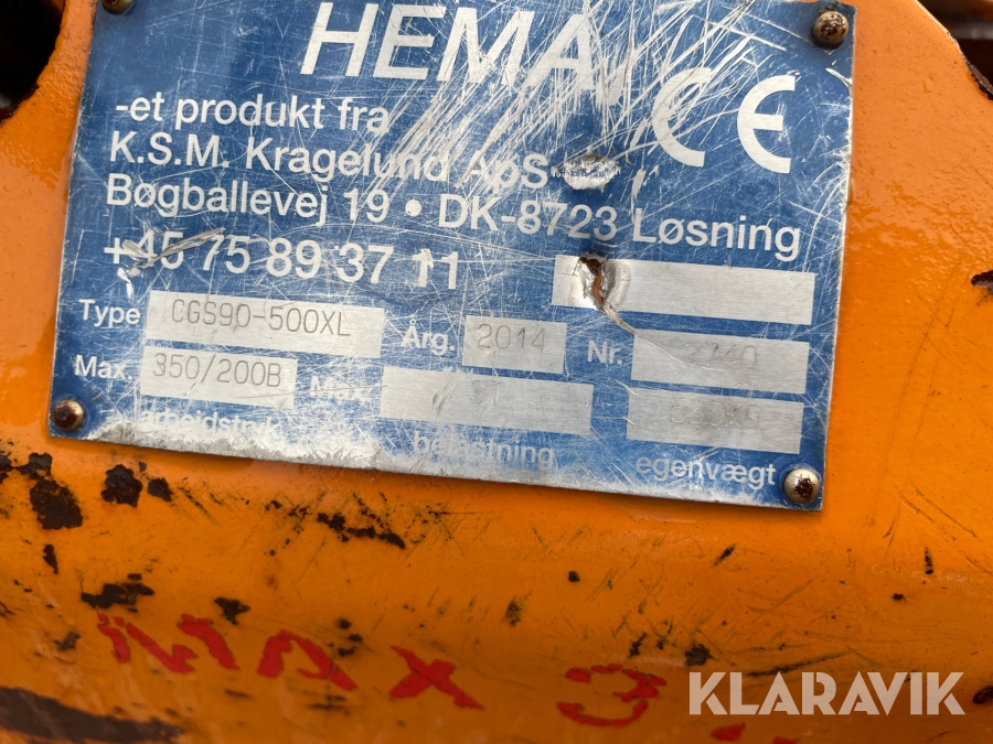 Grab HEMA 500XL, Hedensted, Klaravik auktioner