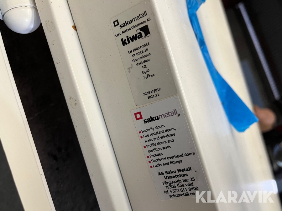 Branddør med karm Kiwa, Holbæk, Klaravik auktioner