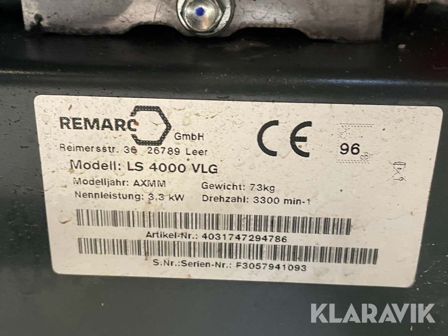 Løvsuger REMARC LS4000 VLG, Odense, Klaravik auktioner