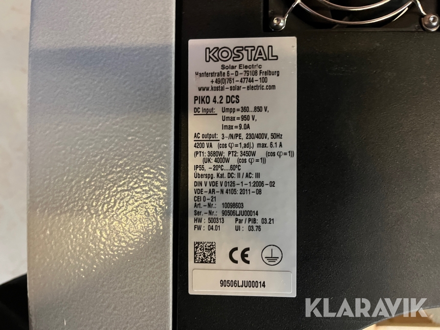 Solcelle inverter PIKO 4.2, Skive, Klaravik auktioner