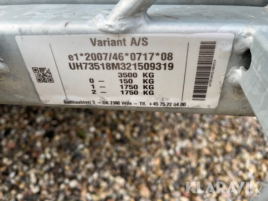 Maskintralier Variant 3518, Tønder, Klaravik auktioner