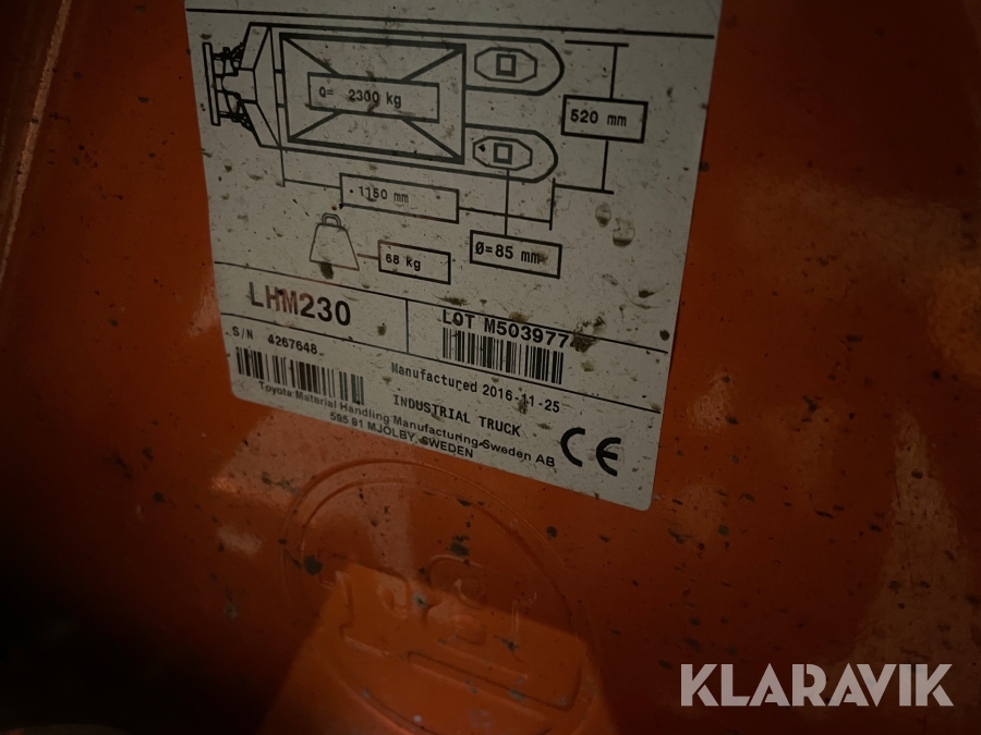 Palleløftere & Kvartpalleløfter Toyota LHM230 & LHM230SI, H
