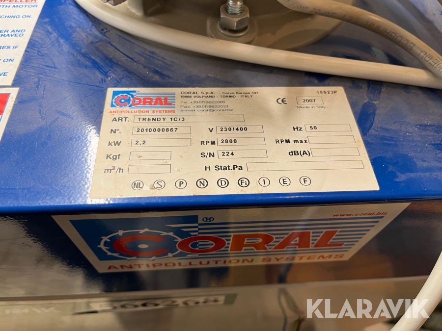 Spånsug Coral Trendy 1C/3, Roskilde, Klaravik auktioner
