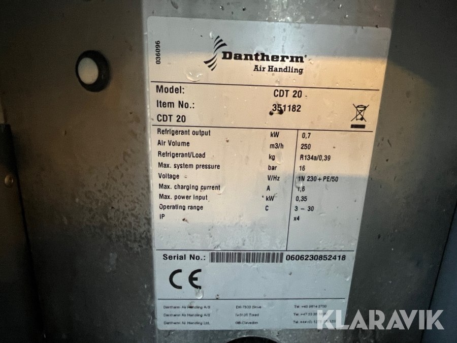 Affugter Dantherm CDT 20, Rebild, Klaravik auktioner