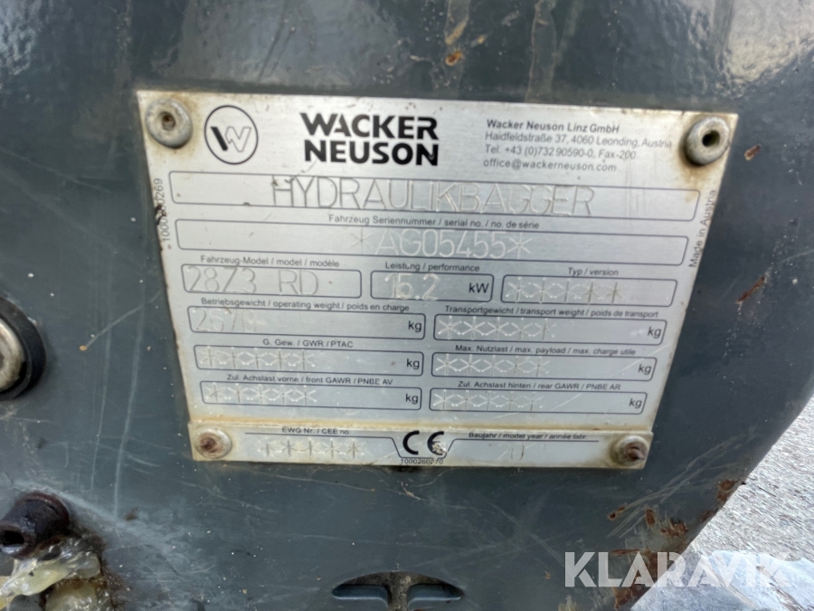 Gravemaskine Wacker Neuson 28Z3, Nordfyns, Klaravik auktione