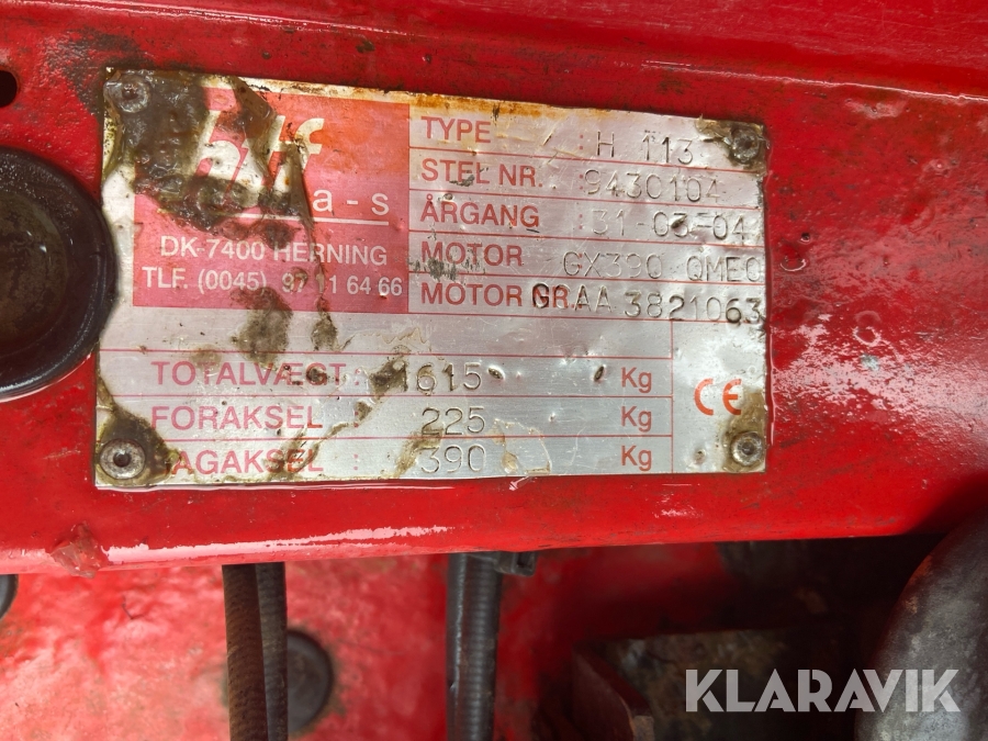 Redskabsbærer HTF Minilast, Faaborg-Midtfyn, Klaravik auktio