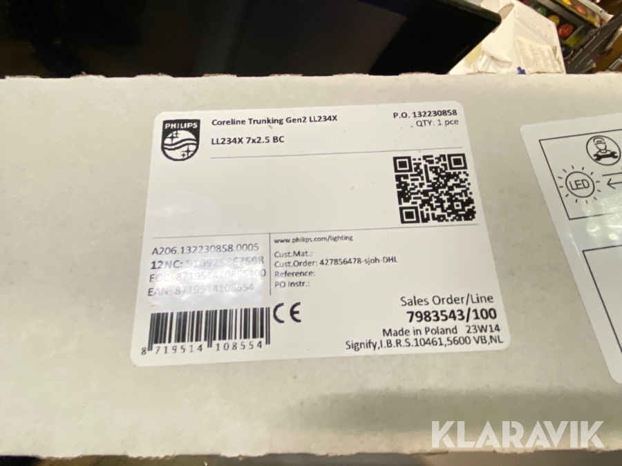 Led lys linjer Philips Coreline trunking gen2 ll234X, Køge,